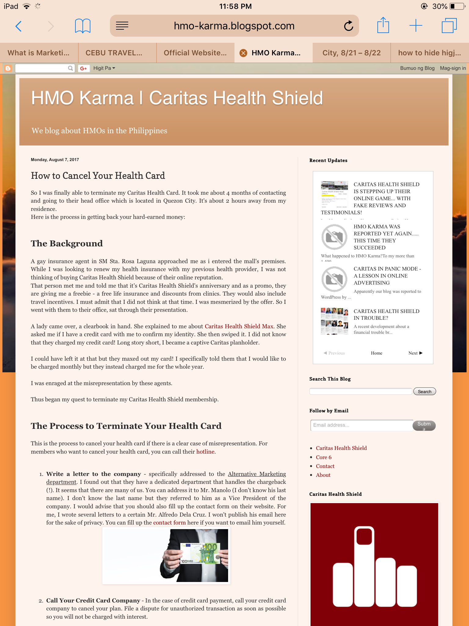 Caritas Health Shield Scam - Work Travel and Take photos
